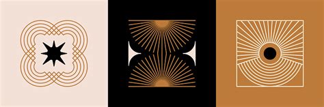 벡터 최소 기하학적 일러스트 세트 트렌디한 추상적 미적 선형 컴포지션 프린트 프레임 및 그래픽 디자인 요소 0명에 대한 스톡