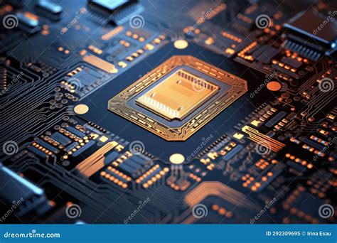 A Photorealistic Macro Photograph Of A Microchip With Intricate Details Stock Image Image Of