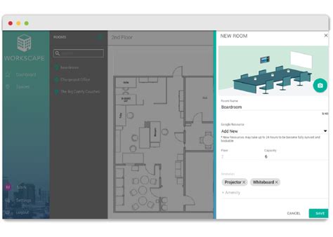 Dashboard Setup Workscape Meeting Room Booking System