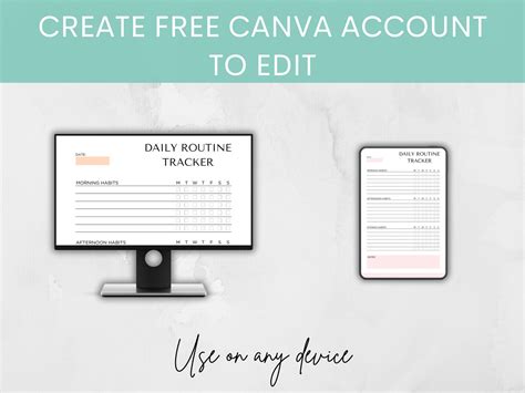 Printable Daily Routine Tracker Editable Weekly Habit Template Routine Checklist Daily