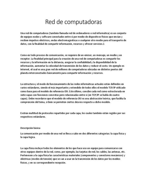 Red De Computadoras Pdf Red De Computadoras Arquitectura De Computadores