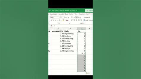 how to insert a blank row after every row in excel shorts minhacademy