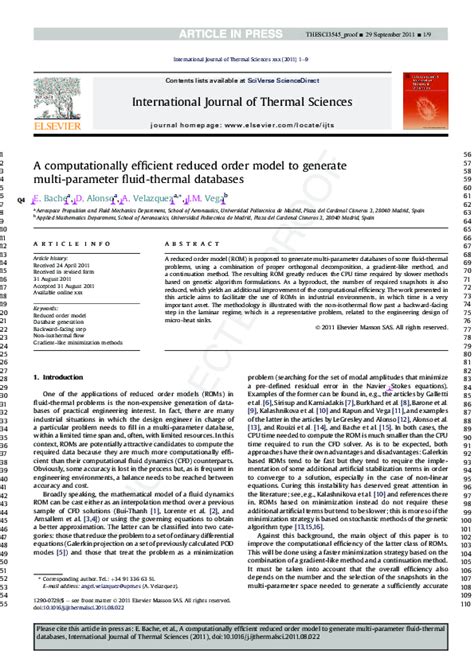 Pdf A Computationally Efficient Reduced Order Model To Generate Multi Parameter Fluid Thermal