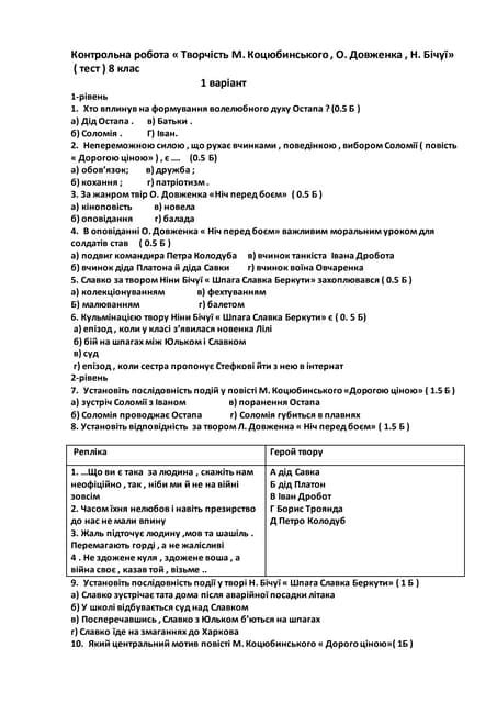 Контрольна робота 8 клас Docx