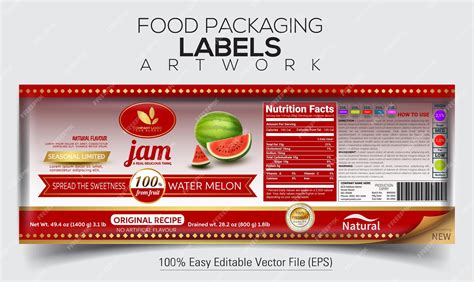 Premium Vector Food Packaging Label Artwork Jam Label Design With
