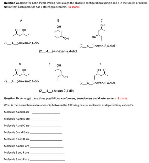 solved question 2a ﻿using the cahn ingold prelog rules