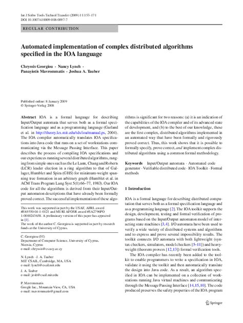 Pdf Automated Implementation Of Complex Distributed Algorithms