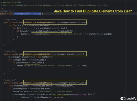 In Java How To Find Duplicate Elements From List Brute Force HashSet And Stream API Crunchify