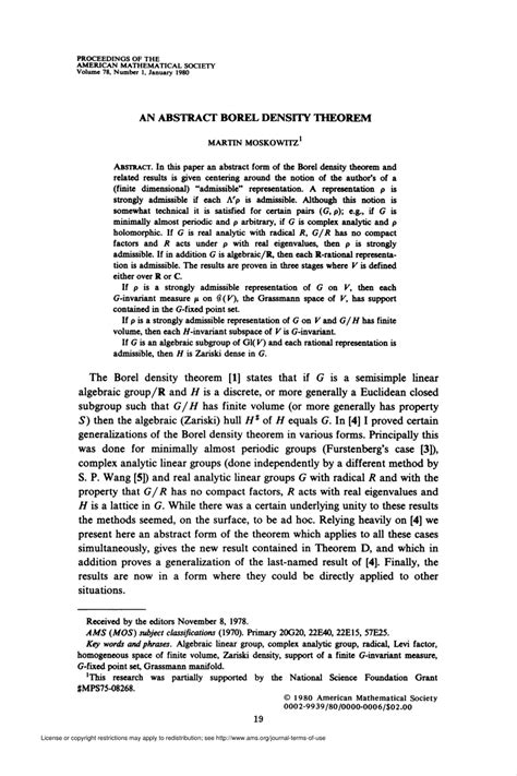 Pdf An Abstract Borel Density Theorem