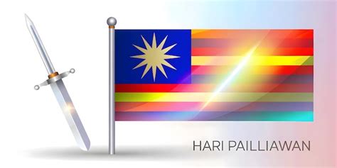 Flat Glossy Holographic Flag And Sword With Ample Copy Space Concept As