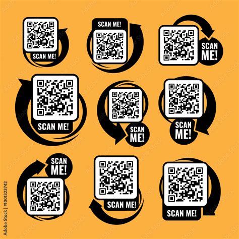 Qr Code Template Set Scan Me Icon For Payment Qr Code Mockup Symbol Vector Illustration Stock