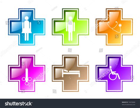 Medical Symbols Various Colors Stock Vector Royalty Free 74076868
