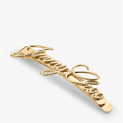 Logo Script Hairpin Gold Finish Script Hairpin Jimmy Choo