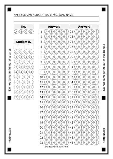 100 Bubble Answer Sheet Template Test Plus