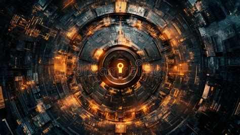 Digital Lock Concept Surrounded By Data In A Cybersecurity Context Stock Illustration