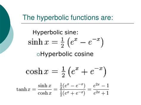 PPT Hyperbolic Functions PowerPoint Presentation Free Download ID 4004536