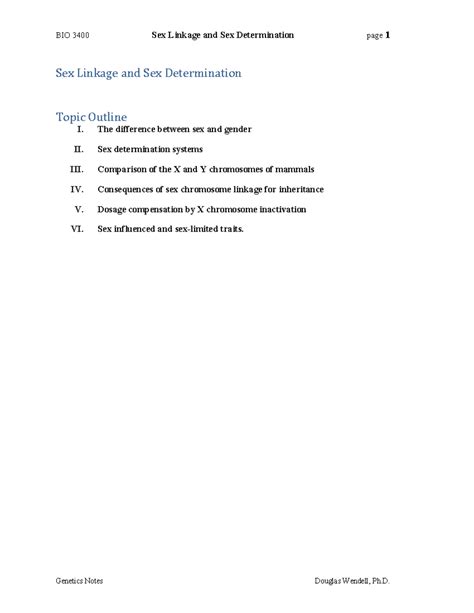 Bio 3400 Genetics Lecture Sex Linkage And Determination Systems Studocu