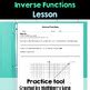 Inverse Functions Lesson Plan Guided Notes Practice Worksheets Exit Ticket