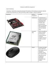 Hardware Identification Assignment MIS430 Docx Hardware Identification Assignment Name Kandi