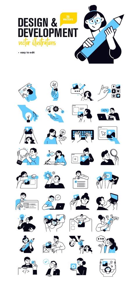 Set Of Design And Development People Illustrations Behance People Illustration