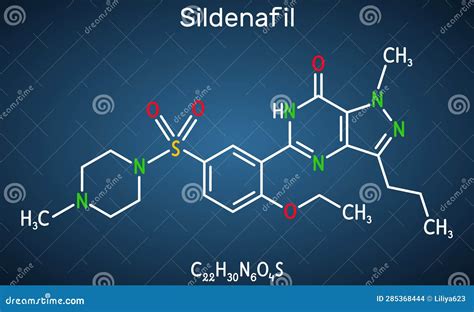 Sildenafil Molecule Structural Chemical Formula Ball And Stick Model