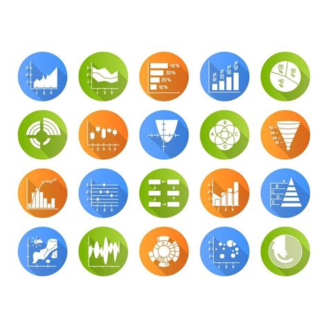 Chart And Graph Flat Design Long Shadow Glyph Icons Set Pie Diagram Histogram Area Chart
