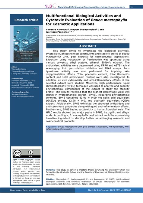 Pdf Multifunctional Biological Activities And Cytotoxic Evaluation Of