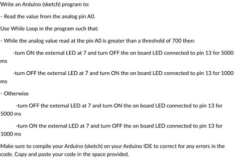 SOLVED Write An Arduino Sketch Program To Read The Value From The