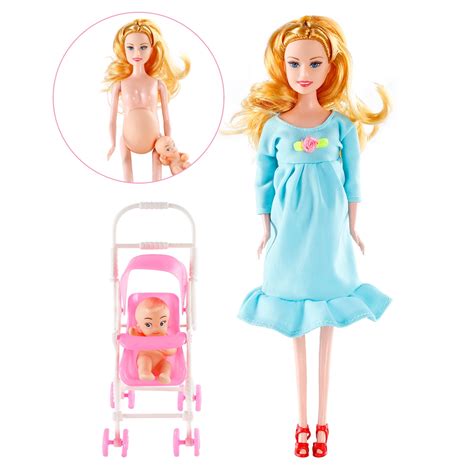 Pregnant Doll Have A Baby In Her Tummy Mom Doll With Baby Doll Trolley Walmart Com