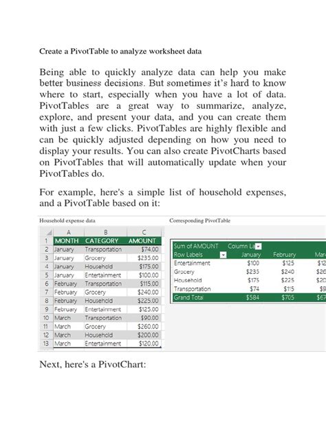 Create A Pivottable To Analyze Worksheet Data Pdf Array Data