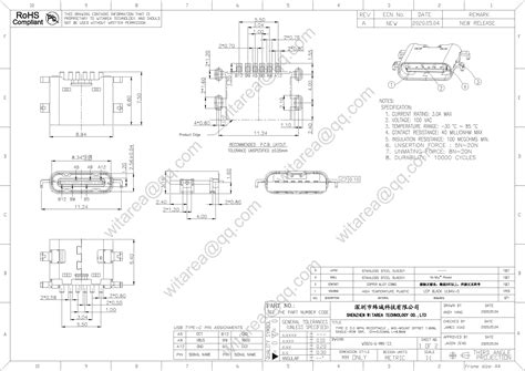 Usb 2 0 Type C 6pin Receptacle Heavy Duty Power Usb Type C Smt Connectors Stakes 0 75mm L 6 8mm