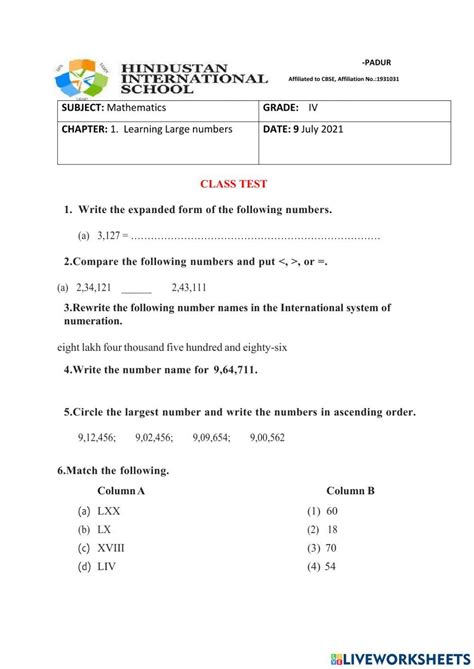 worksheet class v maths worksheet live worksheets 40 off