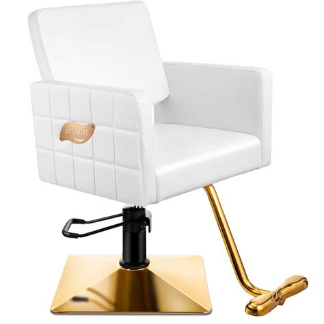 Baasha Professional White And Gold Salon Chair Barber Hairdresser