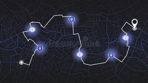 Gps Navigator Screen With Street Roads Location Destination Points City Top View Online