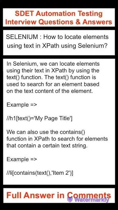Selenium Java How Can We Locate Elements Using Their Text In Xpath Sdet Automation Testing