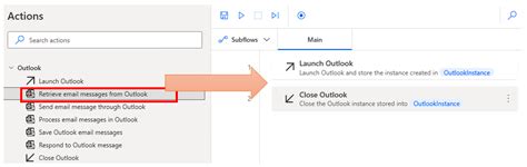 retrieve email messages from outlook action power automate desktop