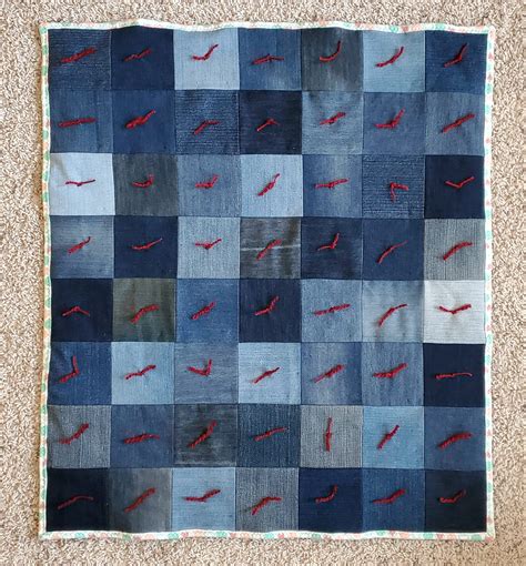 Denim Quilt Tutorial Hand Tied Jean Quilt Pattern Pdf Download Etsy