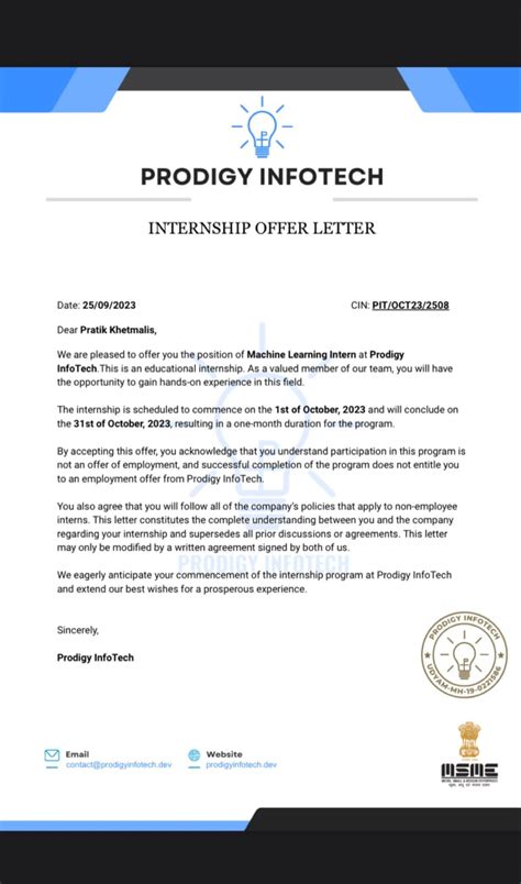 Pratik Khetmalis On Linkedin Prodigyinfotech Prodigyinternship Internship