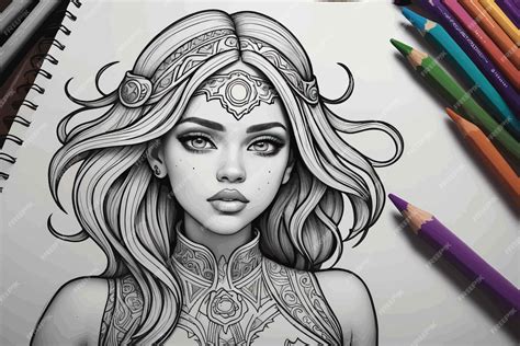 Premium Vector Hand Drawn Sketch Of Woman With Beautiful Hair And