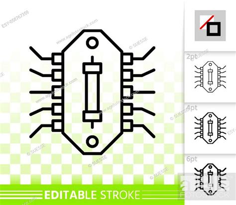 Microchip Thin Line Icon Outline Sign Of Cpu Microprocessor Linear