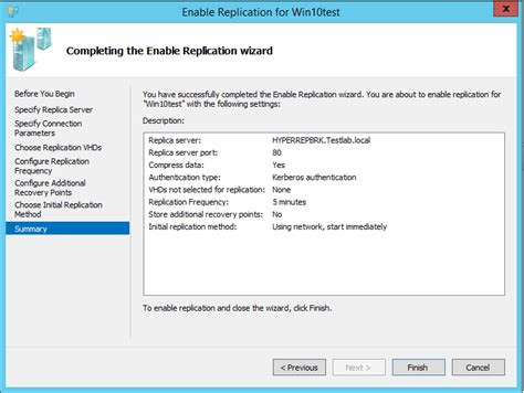 setup windows server 2016 hyper v vm replication