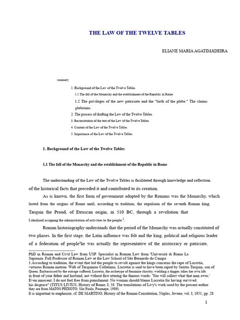 The Law Of The Twelve Tables Pdf Roman Republic Ancient Rome