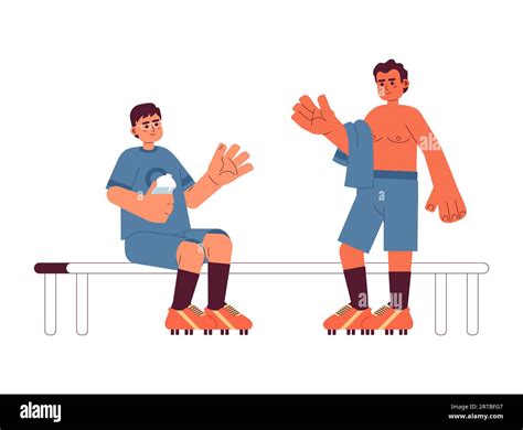 Sportsmen Communicate Flat Concept Vector Spot Illustration Stock