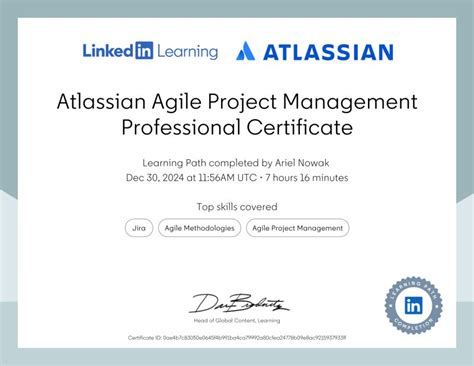 ariel nowak on linkedin certificate of completion
