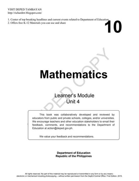 Mathematics 10 Learning Modules Quarter 2 Pdf