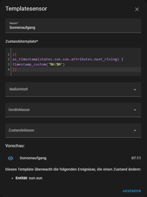 Home Assistant Template Sensoren