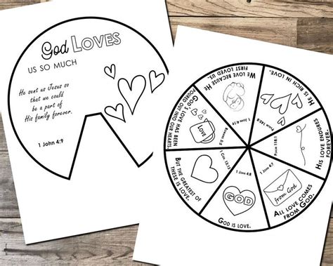 God Loves Us Scripture Coloring Wheel Printable Bible Valentine