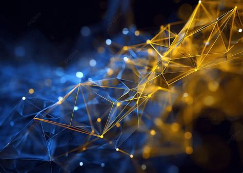 Golden Blue Network Connection Lines For Futuristic Data Visualization