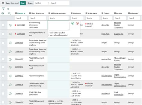 update multiple cases with same notes simultaneous servicenow