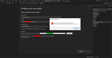 Activity Creator Error A Problem Was Encountered Creating The Sub Project Visual Studio